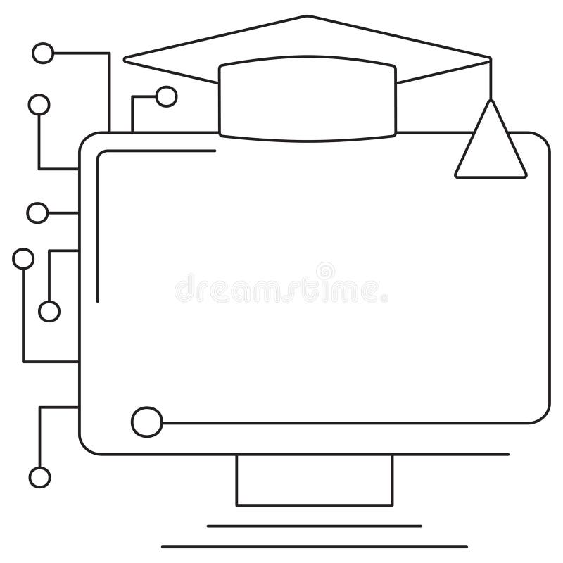 Vector Icon of a Computer Monitor with a Graduation Cap Stock ...