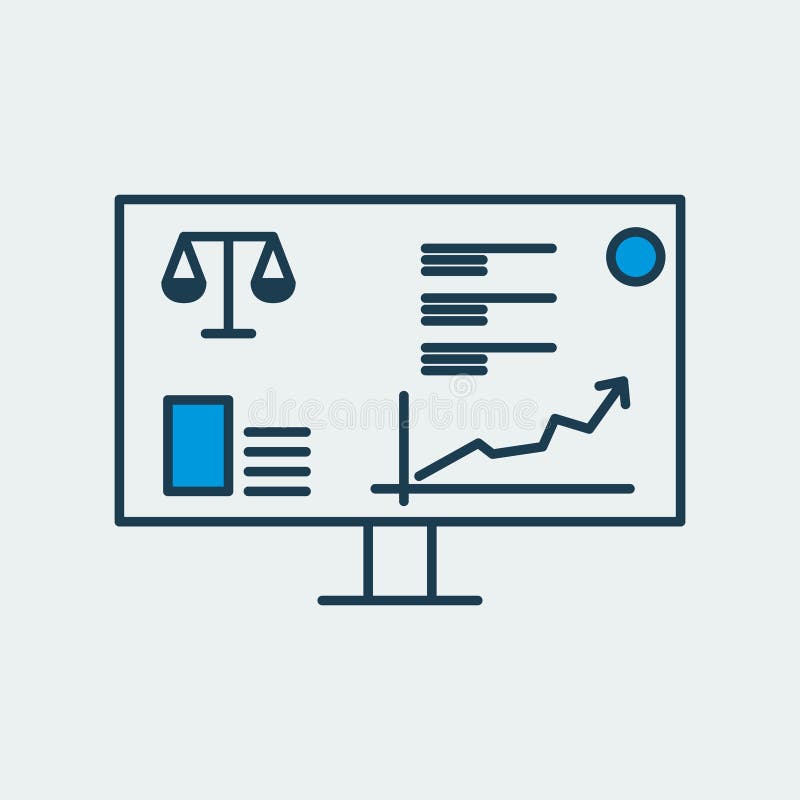 Vector Icon of a Computer Monitor with Interface and Infographics for a ...
