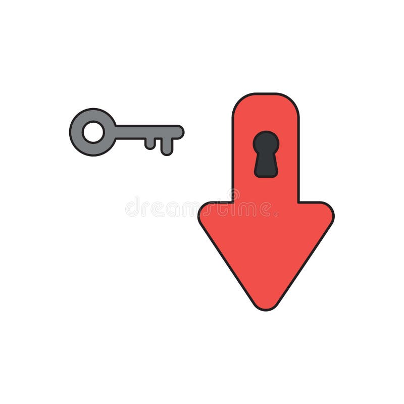 Vector Icon Concept of Arrow Down with Keyhole and Key Stock Vector ...