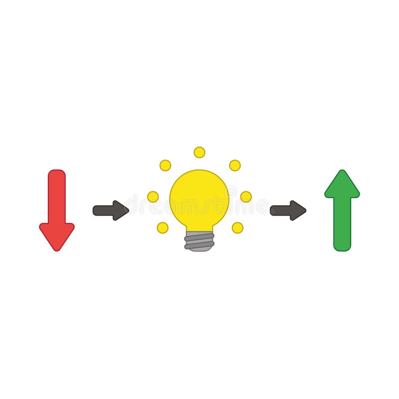 Vector Icon Concept of Arrow Down, Light Bulb Idea and Arrow Up ...