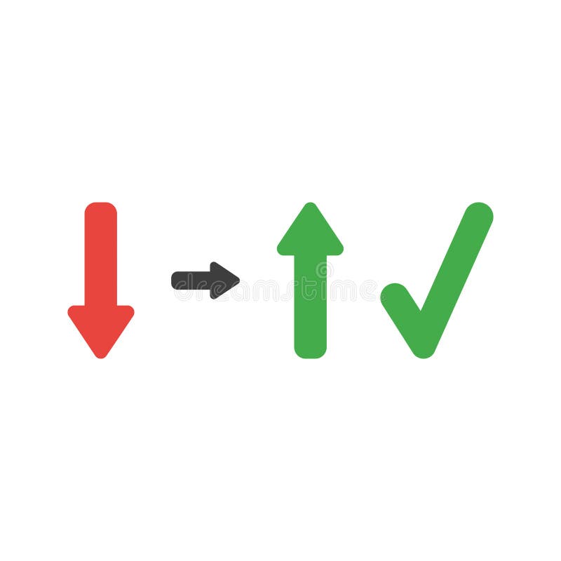 Vector Icon Concept of Arrow Moving Down and Up with Check Mark Stock ...
