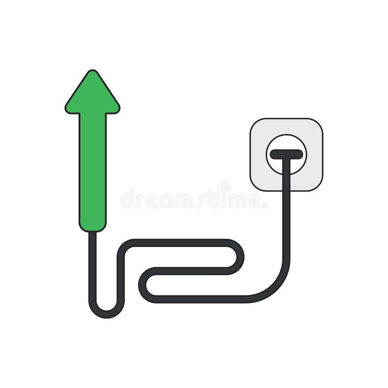 Vector Icon Concept of Arrow Moving Up with Cable and Plugged into ...