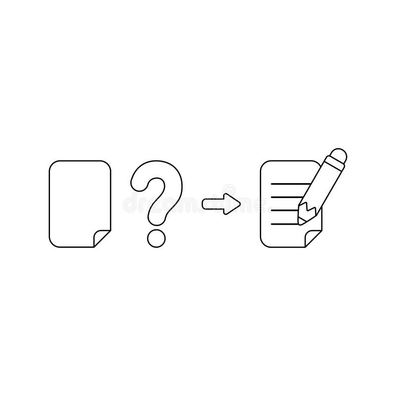 Vector Icon Concept of Blank Paper with Question Mark and Writing on ...