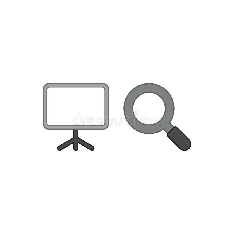 Vector Icon Concept of Presentation Chart with Magnifying Glass Stock ...