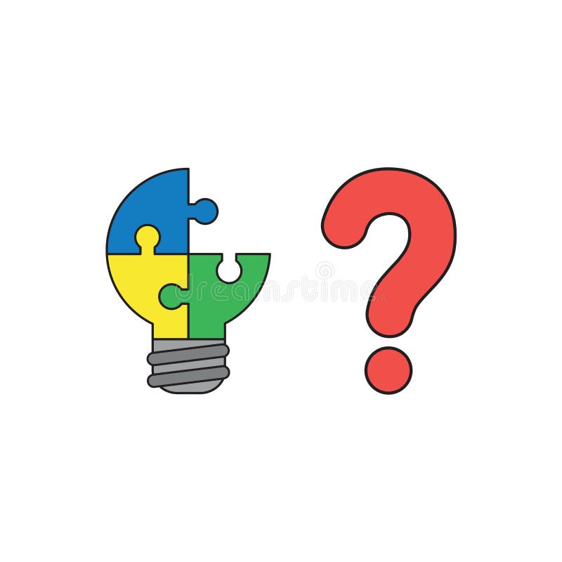 Vector Icon Concept of Three Pieces Light Bulb Puzzle Missing Piece ...