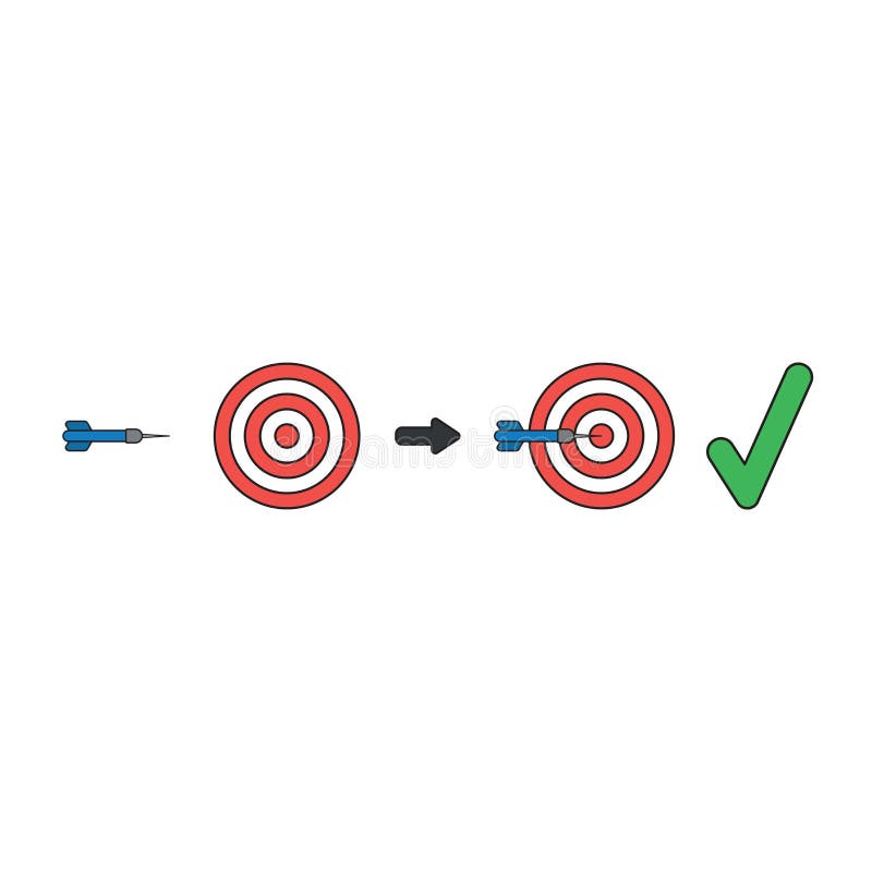 Vector Icon Concept of Bulls Eye and Dart with Check Mark Stock Vector ...