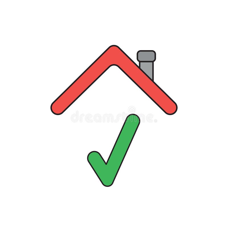 Vector Icon Concept of Check Mark Under Roof Stock Vector ...