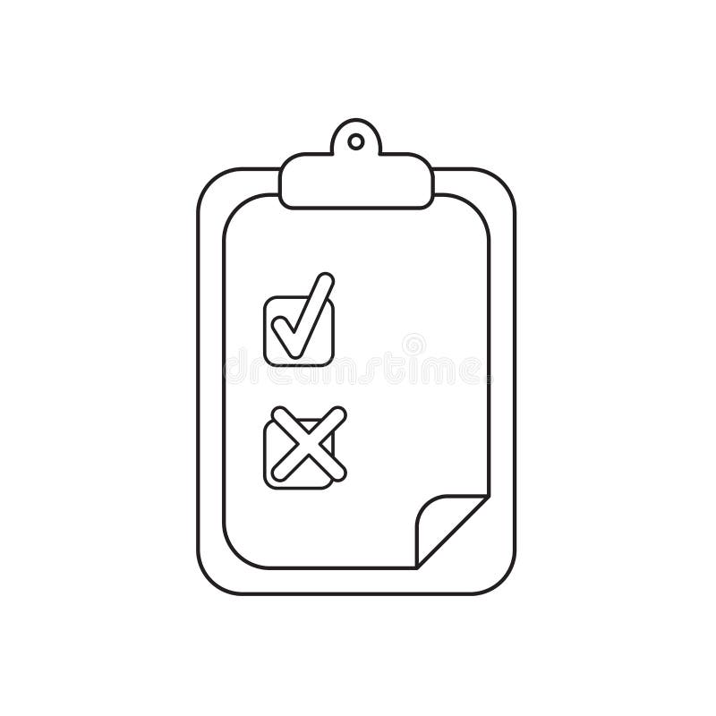 Vector Icon Concept of Clipboard with Check Mark and X Mark on Paper ...