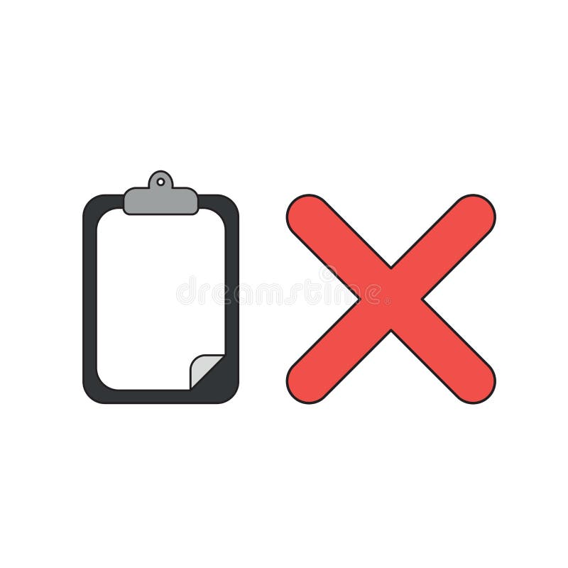 Vector Icon Concept of Clipboard with Paper and X Mark Stock Vector ...