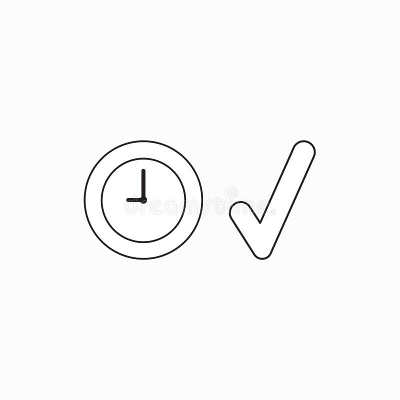 Vector Icon Concept of Clock Time with Check Mark Stock Vector ...