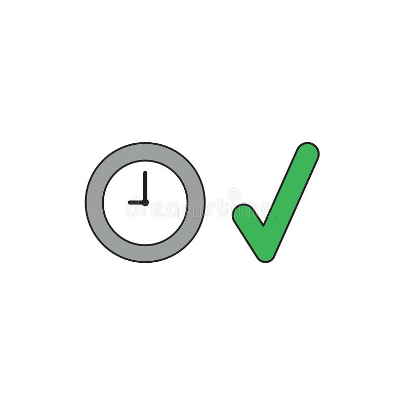 Vector Icon Concept of Clock Time with Check Mark Stock Vector ...