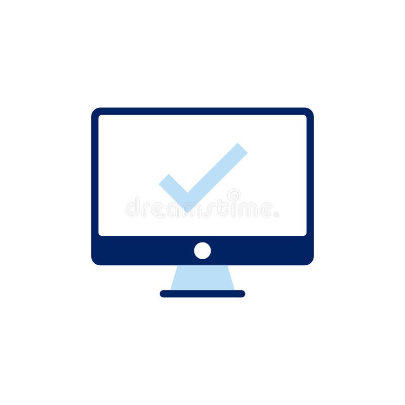 Vector Icon Concept of Computer Software with Tick on Monitor for Safe ...