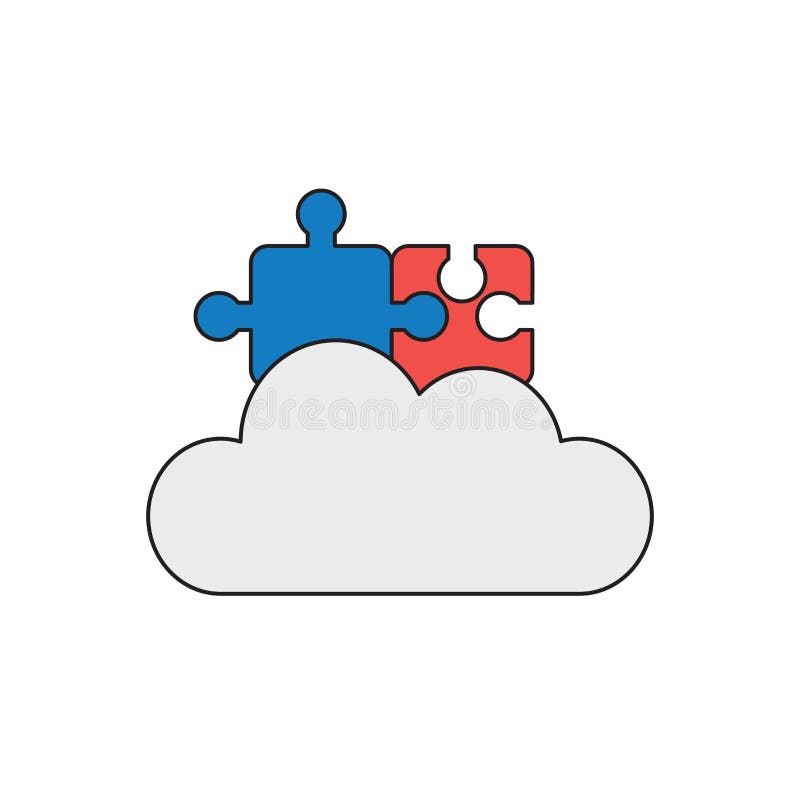 Vector Icon Concept of Connected Jigsaw Puzzle Pieces on Cloud Stock ...