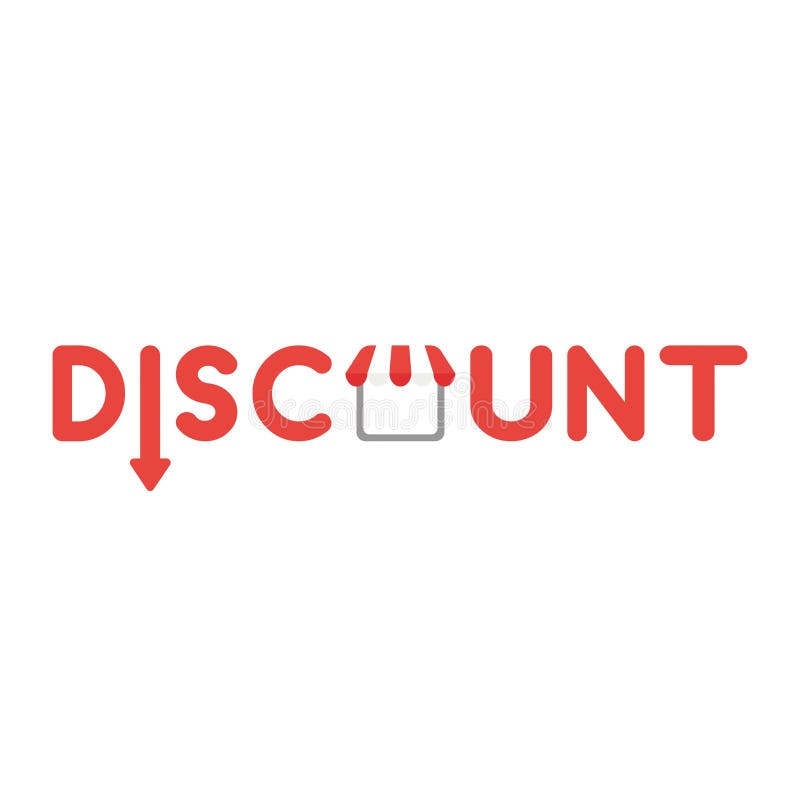 Vector Icon Concept of Discount Word with Arrow Moving Down and Stock ...