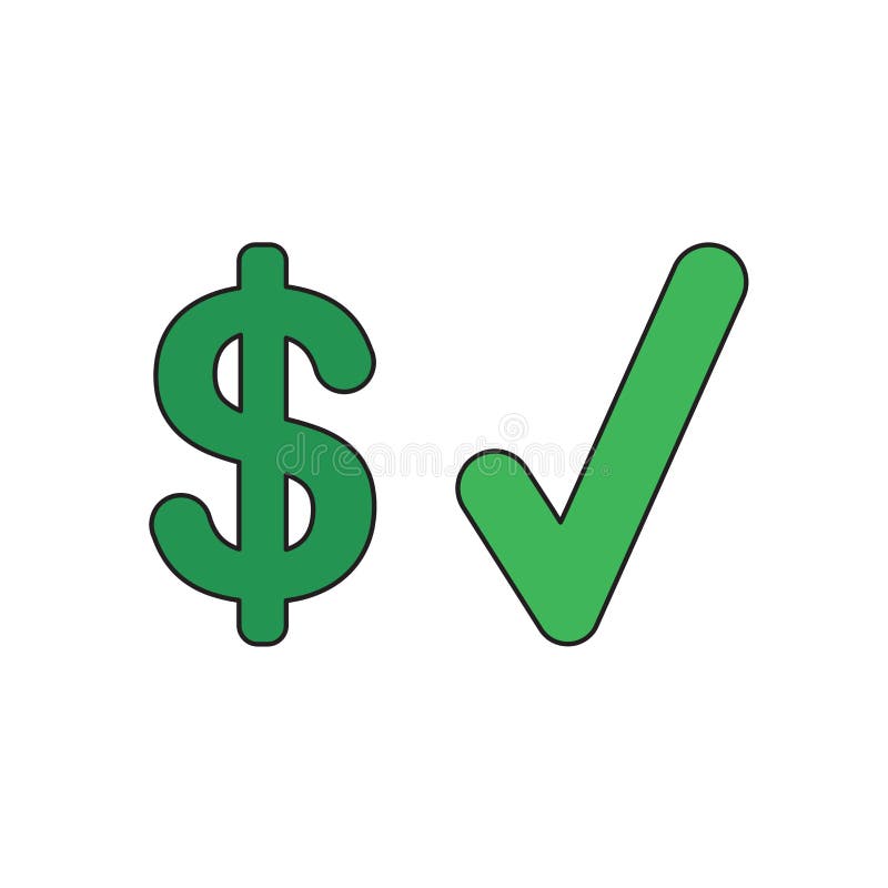 Vector Icon Concept of Dollar with Check Mark Stock Vector ...