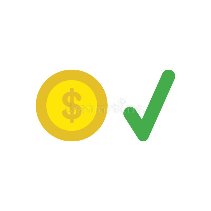 Vector Icon Concept of Dollar Coin with Check Mark Stock Vector ...
