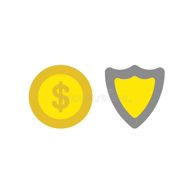 Vector Icon Concept of Dollar Coin with Guard Shield Stock Vector ...