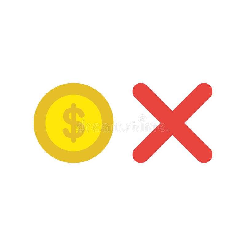 Vector Icon Concept of Dollar Coin with X Mark Stock Vector ...