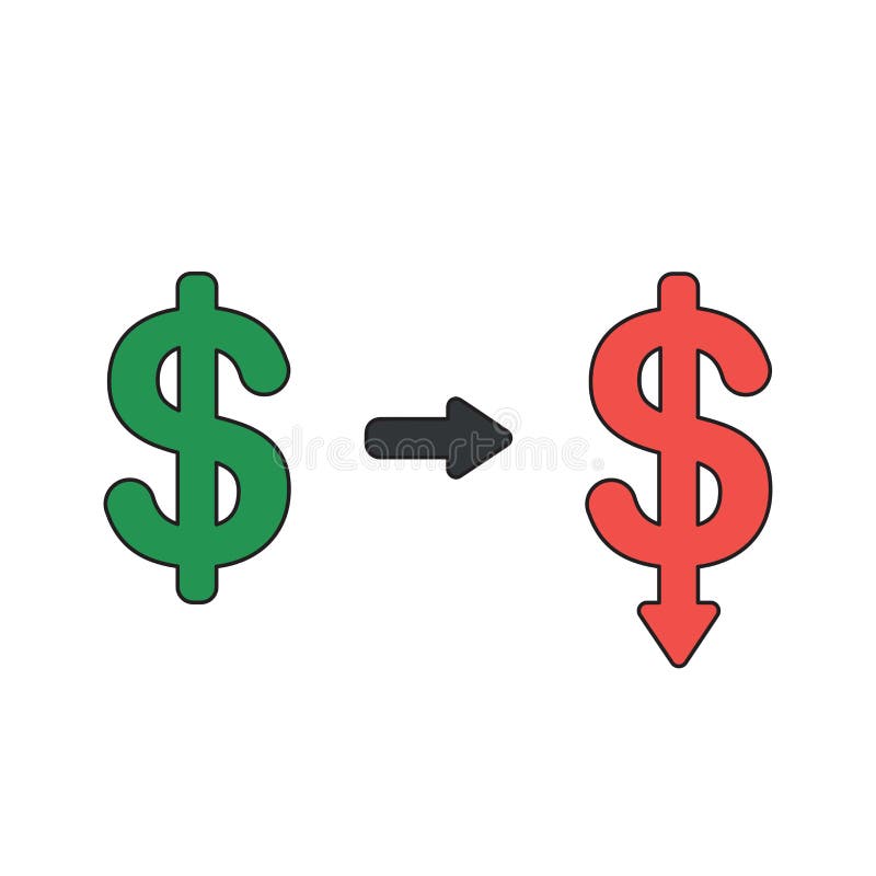 Vector Icon Concept of Dollar Symbol Arrow Down Stock Vector ...