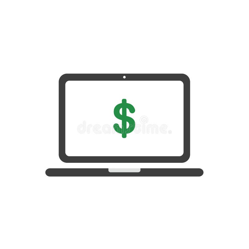 Vector Icon Concept of Dollar Symbol Inside Laptop Computer Stock ...