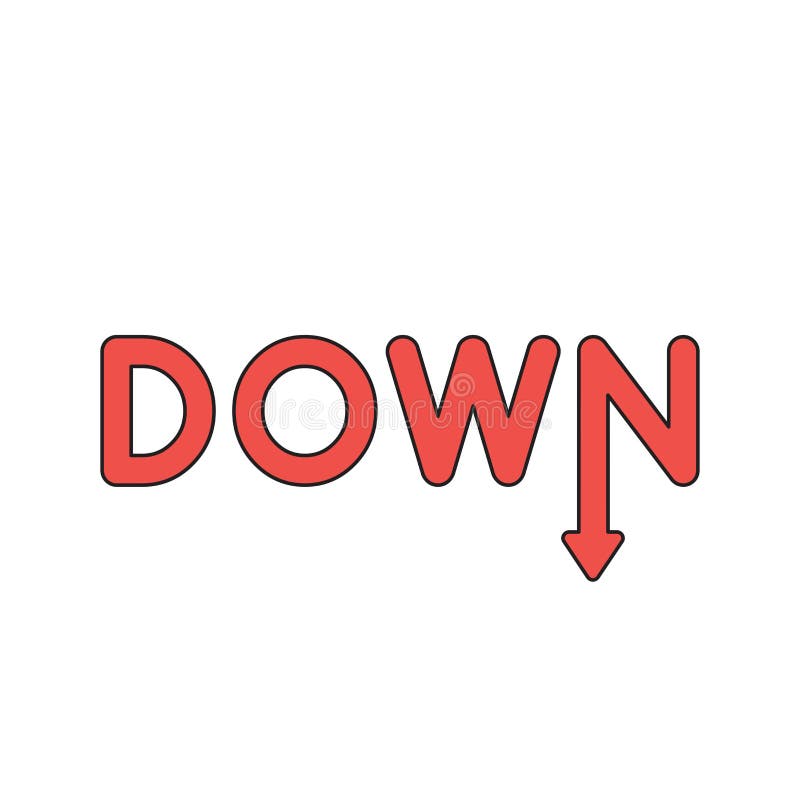 Vector Icon Concept of Down Word with Arrow Moving Down Stock Vector ...