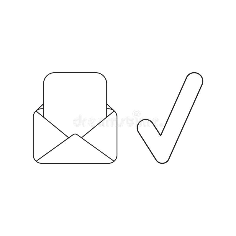 Vector Icon Concept of Envelope and Blank Paper with Check Mark Stock ...
