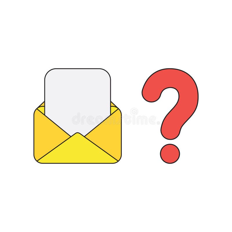 Vector Icon Concept of Envelope and Blank Paper with Question Mark ...