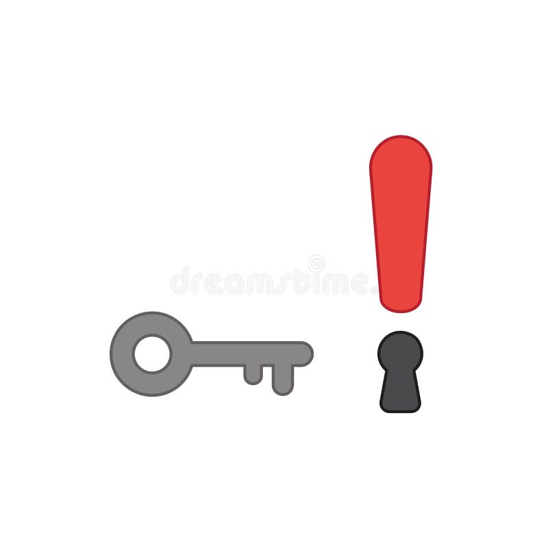Vector Icon Concept of Exclamation Mark with Keyhole and Key Stock ...