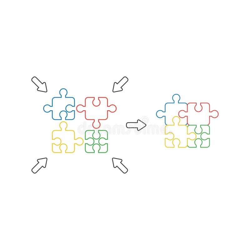 Vector Icon Concept of Four Part Puzzle Pieces Connected Stock Vector ...