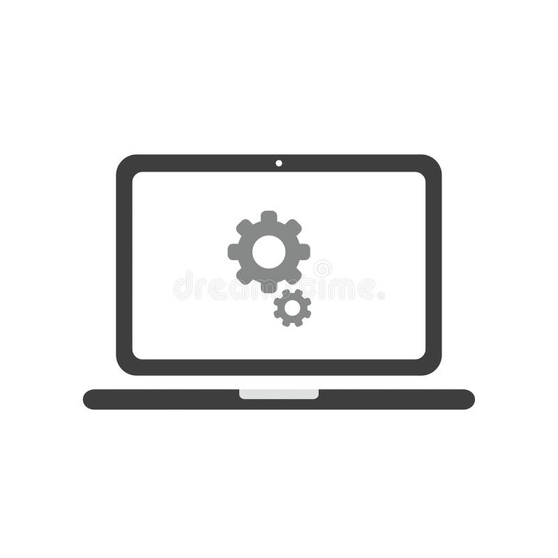 Vector Icon Concept of Gears Inside Laptop Computer Stock Vector ...