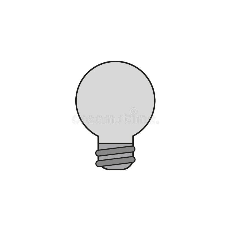 Vector Icon Concept of Grey Light Bulb. Colored and Black Outlines ...