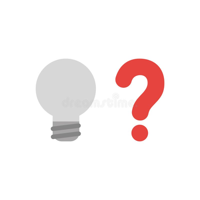 Vector Icon Concept of Grey Light Bulb with Question Mark Stock Vector ...