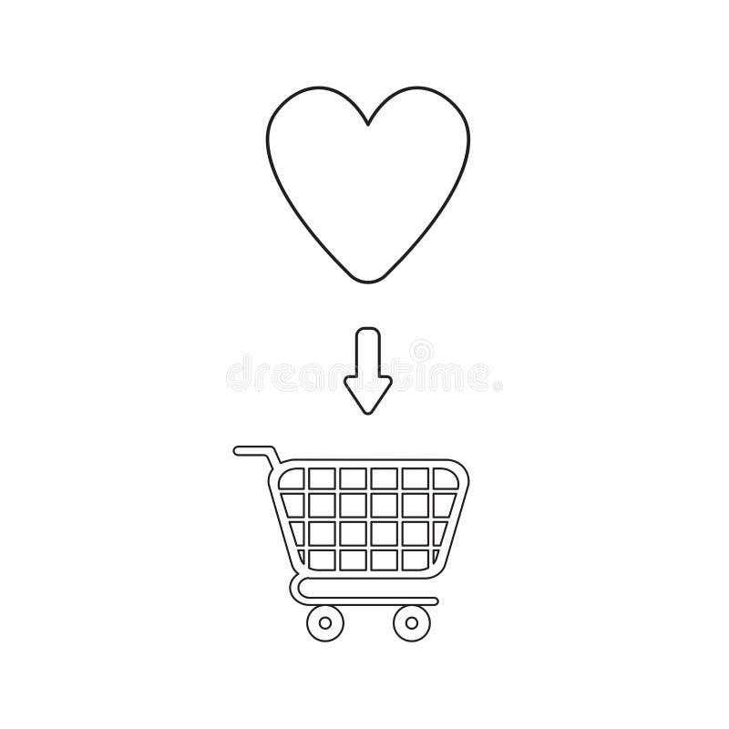 Vector Icon Concept of Heart Inside Shopping Cart Stock Vector ...