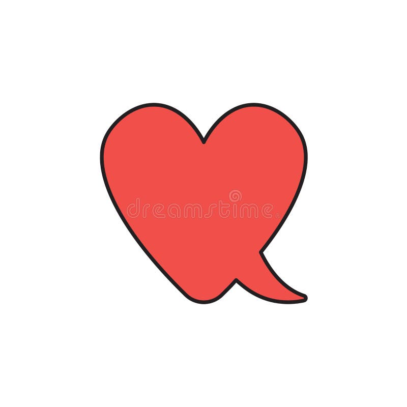Vector Icon Concept of Heart-shaped Speech Bubble. Black Outlines and ...
