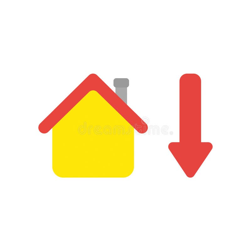 Vector Icon Concept of House with Arrow Moving Down Stock Vector ...