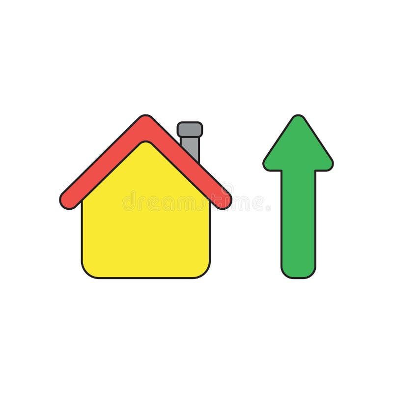 Vector Icon Concept of House with Arrow Up Stock Vector - Illustration ...