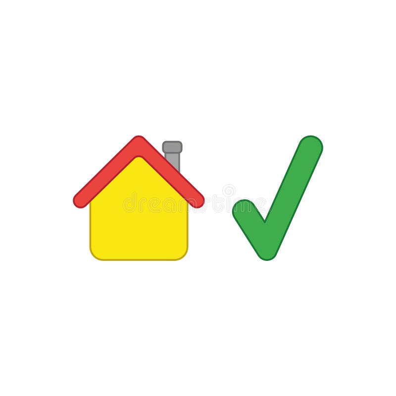 Vector Icon Concept of House with Check Mark Stock Vector ...