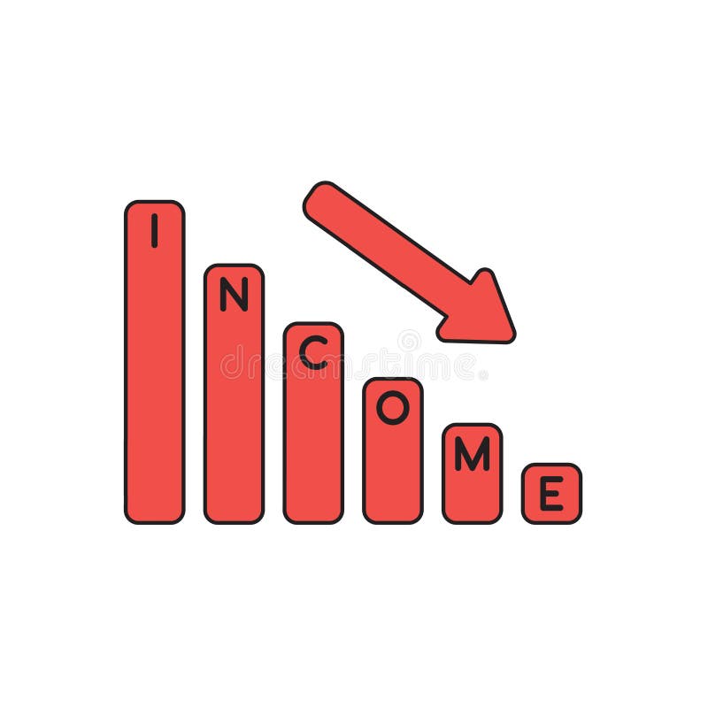 Vector Icon Concept of Income Sales Bar Chart Graph Moving Down Stock ...