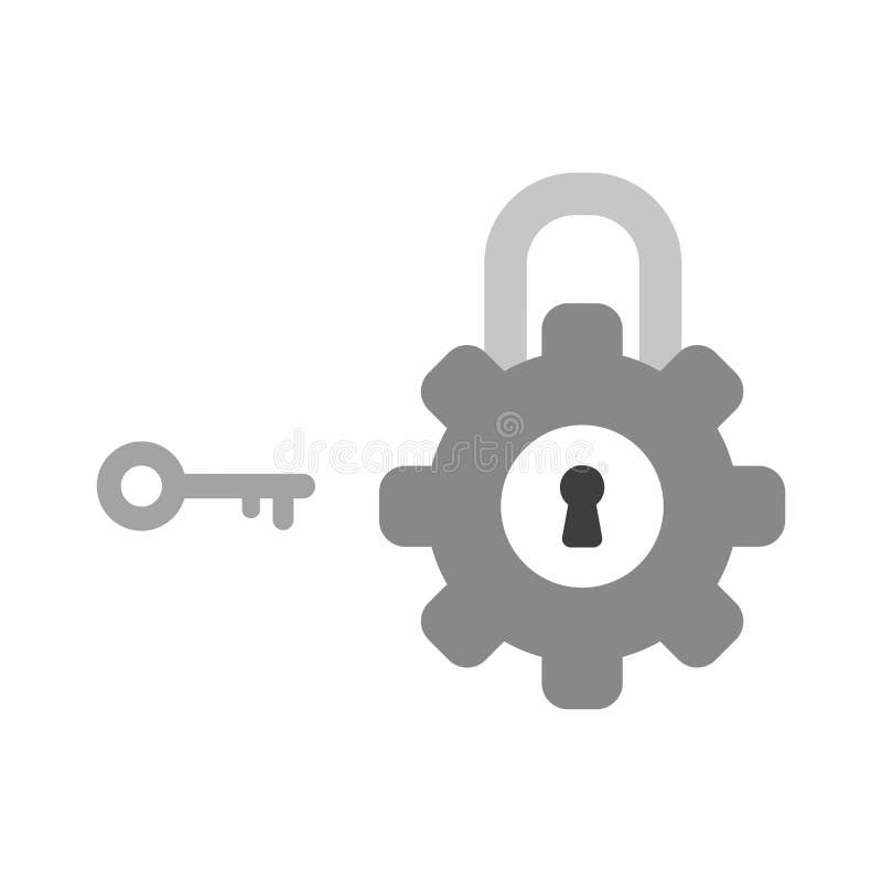 Vector Icon Concept of Key with Closed Gear Padlock Stock Vector ...