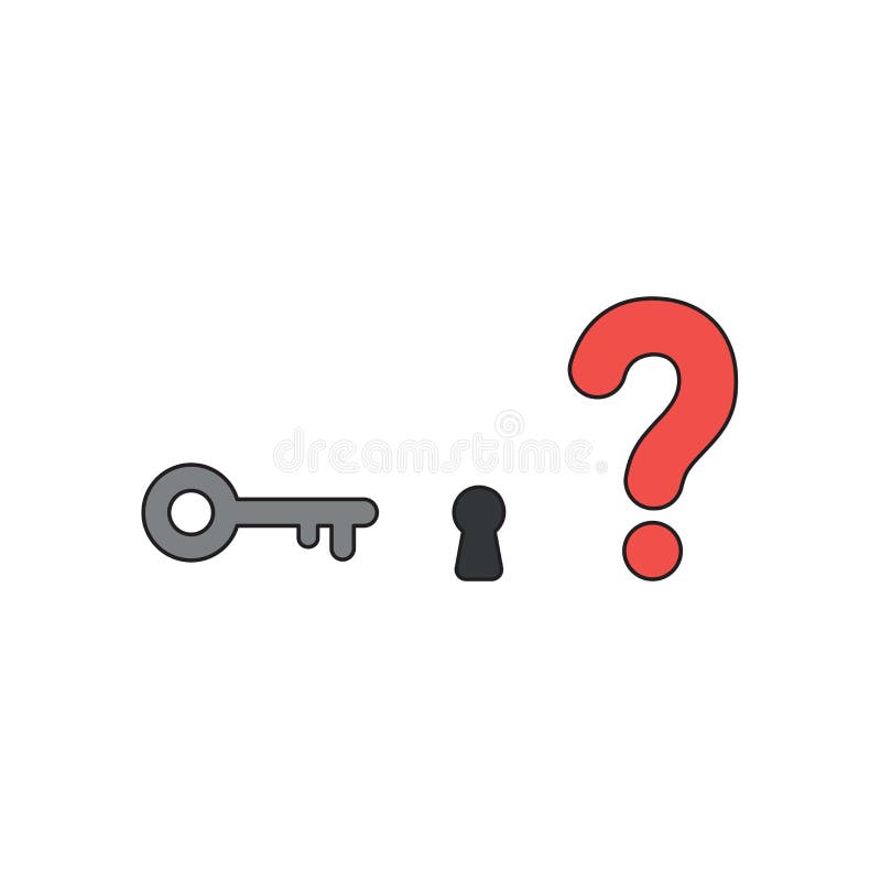 Vector Icon Concept of Key and Keyhole with Question Mark. Black ...
