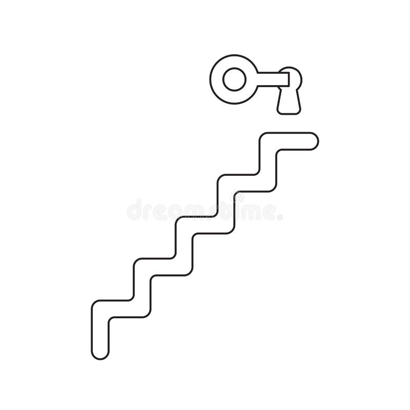 Vector Icon Concept of Key into Keyhole on Top of Stairs Stock Vector ...