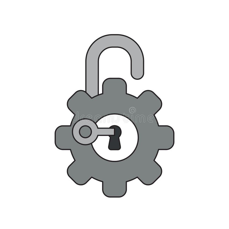 Vector Icon Concept of Key Unlock Gear Padlock Stock Vector ...