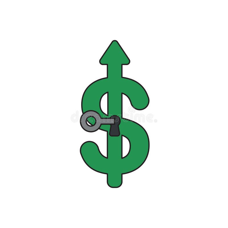Vector Icon Concept of Key Unlock or Lock Dollar Symbol with Arrow ...