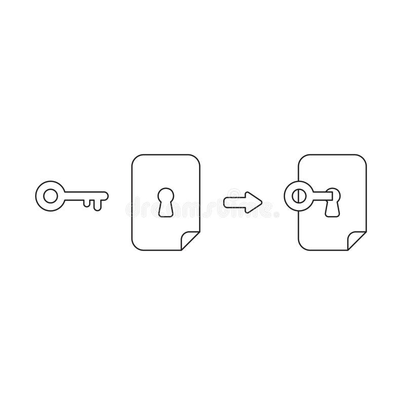 Vector Icon Concept of Key Unlock, Lock Paper Keyhole Stock Vector ...