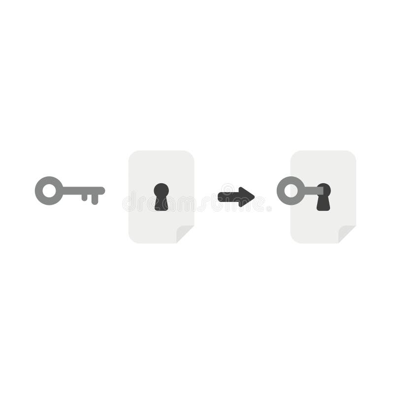 Vector Icon Concept of Key Unlock or Lock Paper Keyhole Stock Vector ...