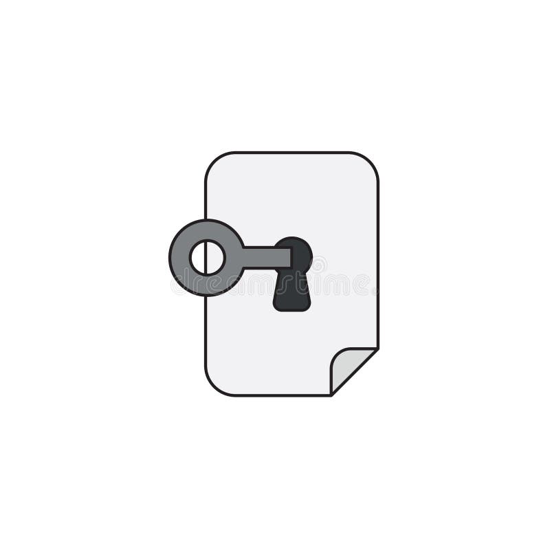 Vector Icon Concept of Keyhole Inside Paper with Key, Lock or Unlock ...