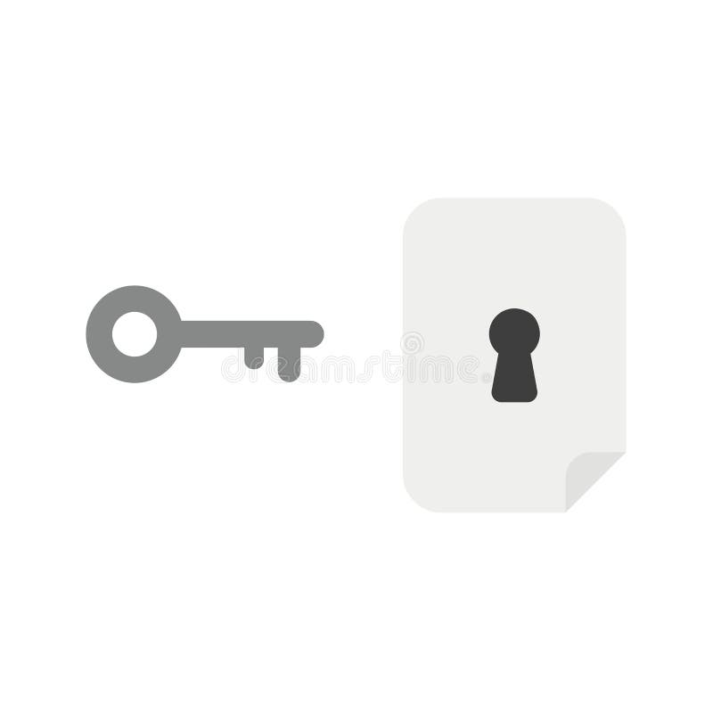 Vector Icon Concept of Keyhole Inside Paper and Key Unlock or Lo Stock ...