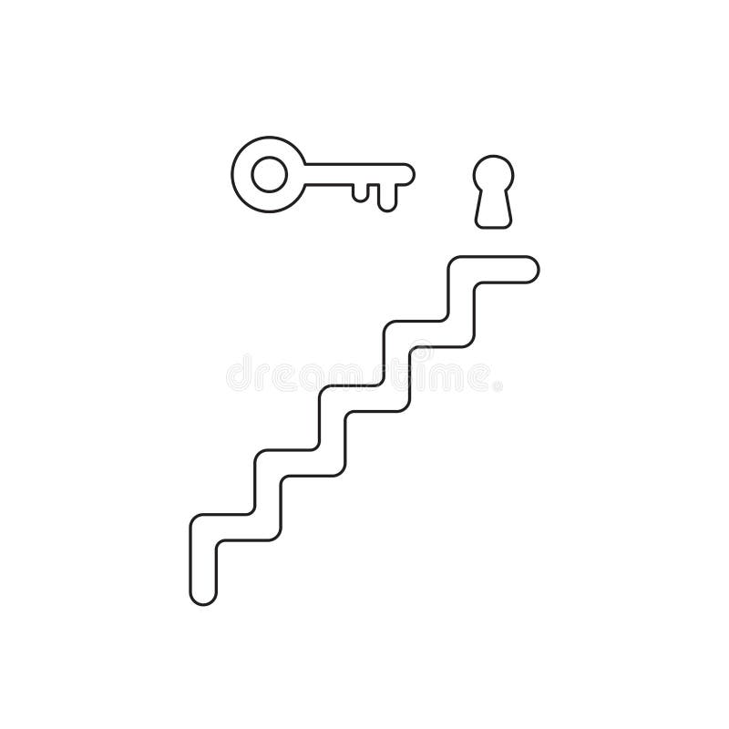 Vector Icon Concept of Keyhole, Key at Top of Stairs Stock Vector ...