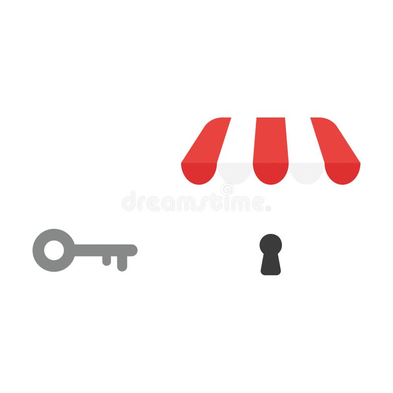 Vector Icon Concept of Keyhole and Key Under Shop Store Awning Stock ...