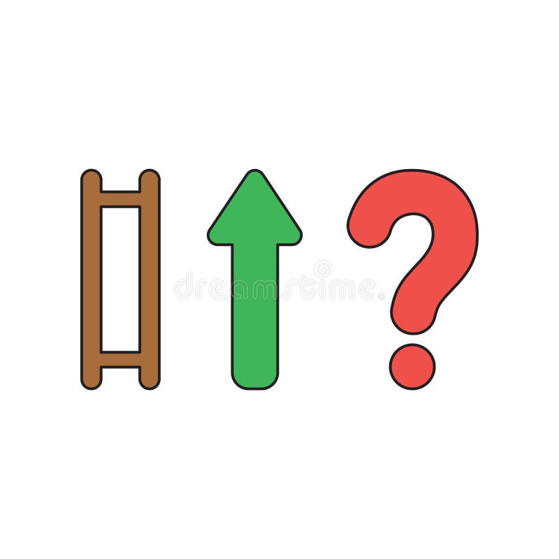 Vector Icon Concept of Ladder with Missing Steps, Arrow Up and Question ...